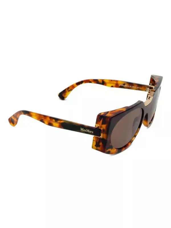 Max Mara Tortoiseshell Geometric Frame Sunglasses - Brown