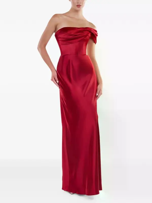 ARAFTU Draped Lace-up Gown - Red