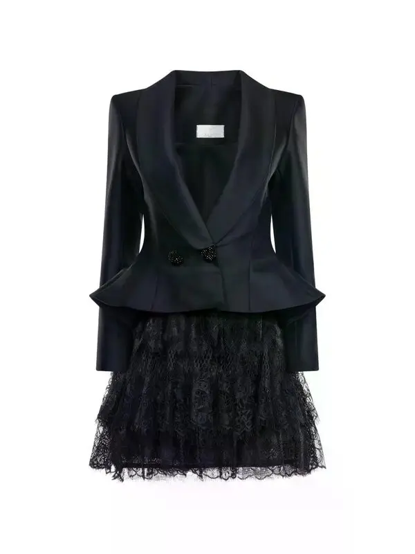 ARAFTU Lace Tiered Peplum Dress