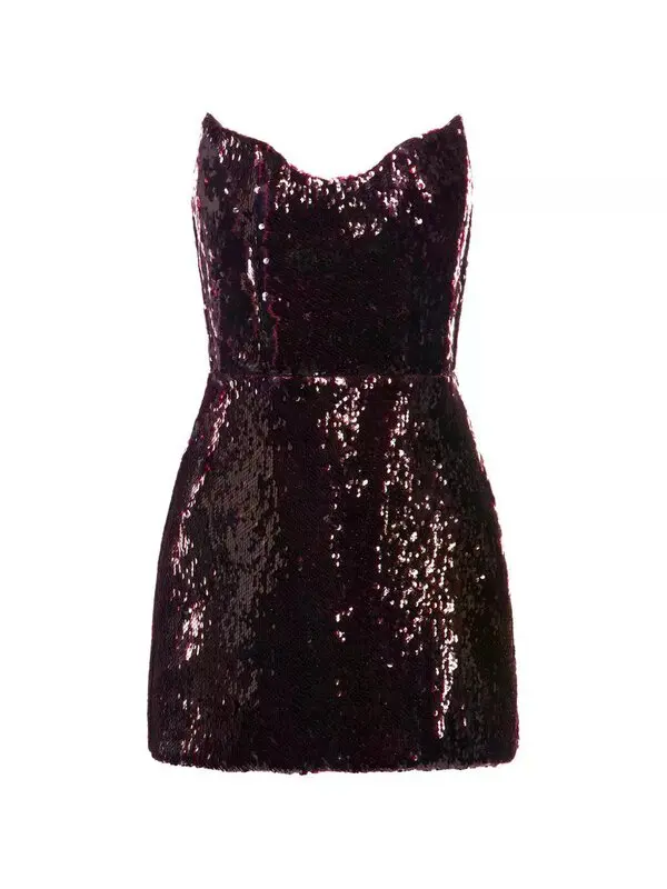 ARAFTU Sequin-embellished Strapless Mini Dress - Red