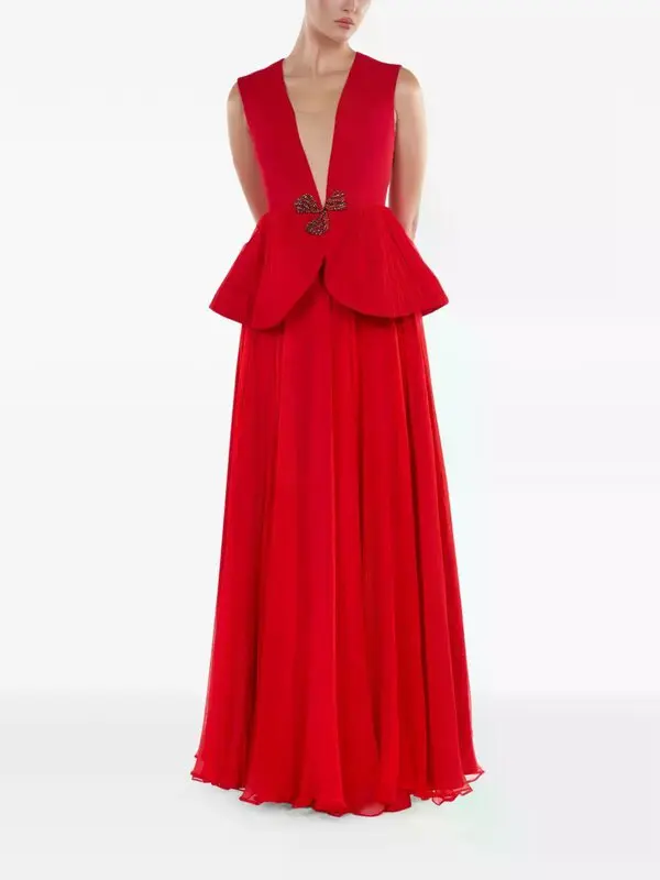 ARAFTU Arafatu Pleated Peplum Maxi Dress - Red