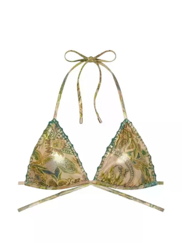 DEL MAAR Kaima Paisley Triangle Bikini Top - Green