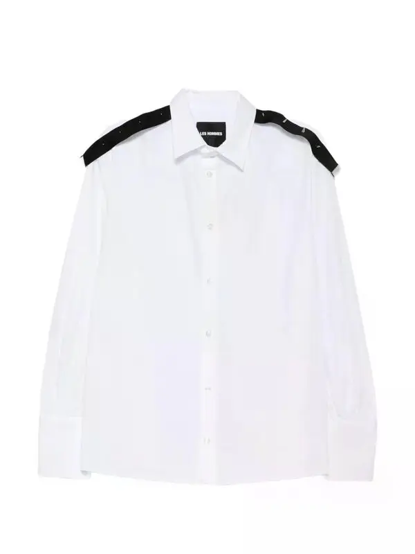 LES HOMMES Stud-embellished Shoulder-strap Shirt