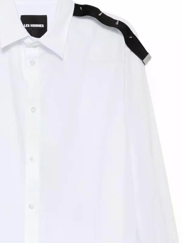 LES HOMMES Stud-embellished Shoulder-strap Shirt