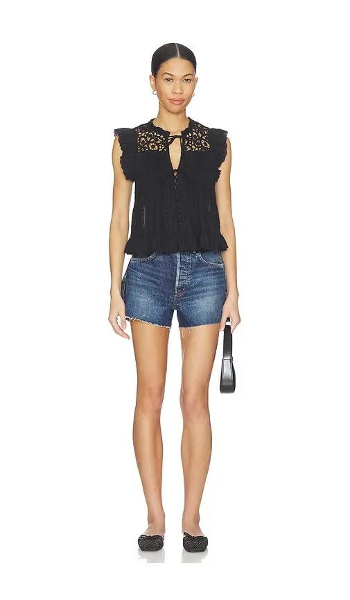 Heartloom Rayna Gauze Top With Swiss Dot Detailing
