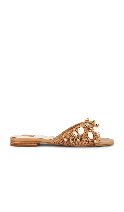 Dolce Vita Lizza Embellished Raffia Sandals - Tan