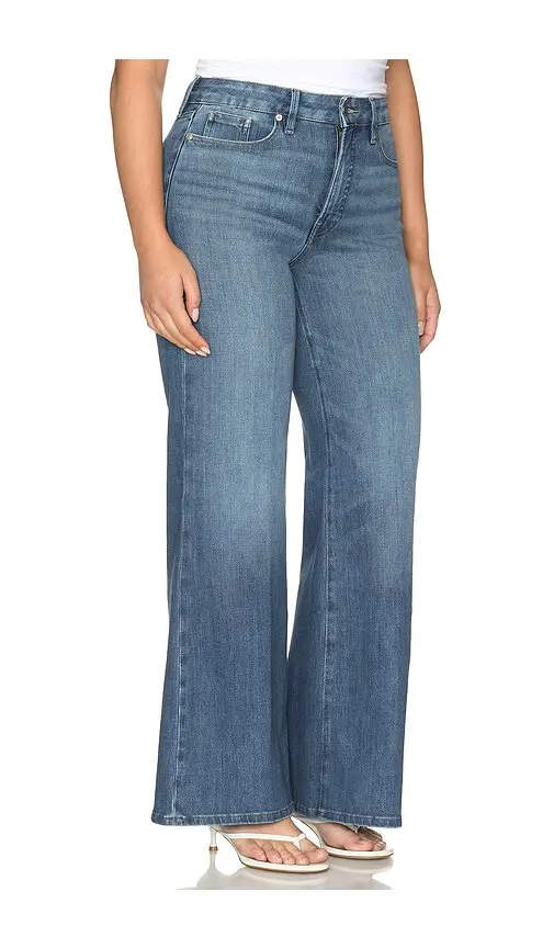 Good American Soft Tech Good Waist Palazzo Ankle Jeans