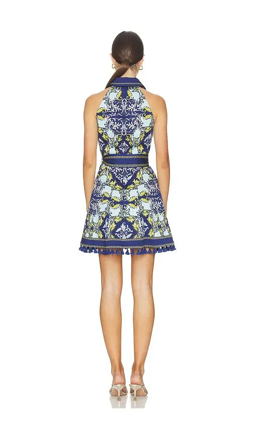 Alice + Olivia Printed Halter Neck Mini Shirt Dress