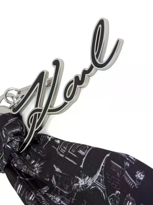 Karl Lagerfeld Graphic-print Logo-plaque Keyring
