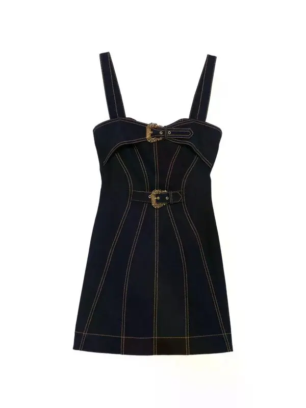 Versace Buckle-detail Panelled Mini Dress - Blue