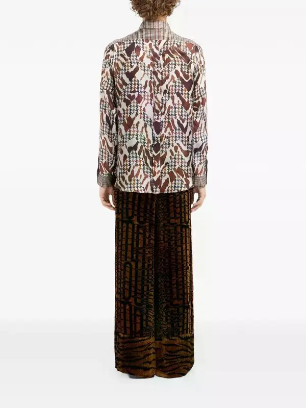 PIERRE-LOUIS MASCIA Houndstooth And Animal Print Silk Shirt