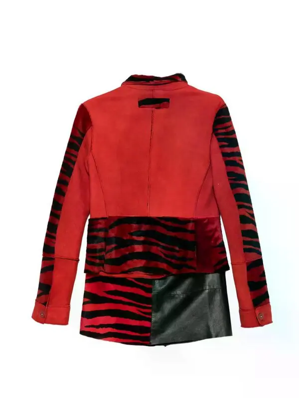 Roberto Cavalli 2000s Buttoned Leather Jacket And Skirt Set