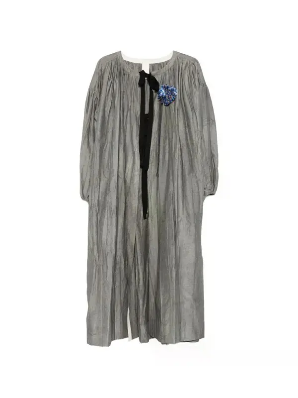 Soh Crinkled Coat With Floral Corsage Detail