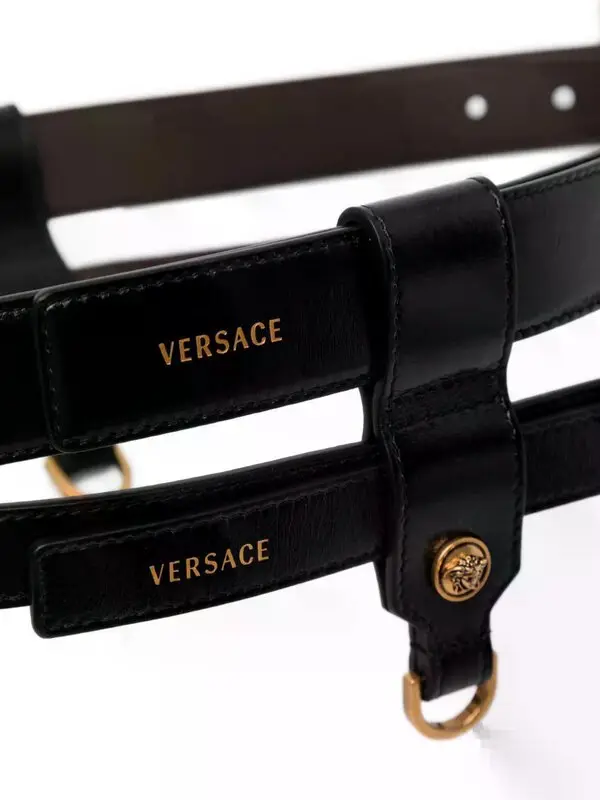 Versace Double Buckle Leather Belt