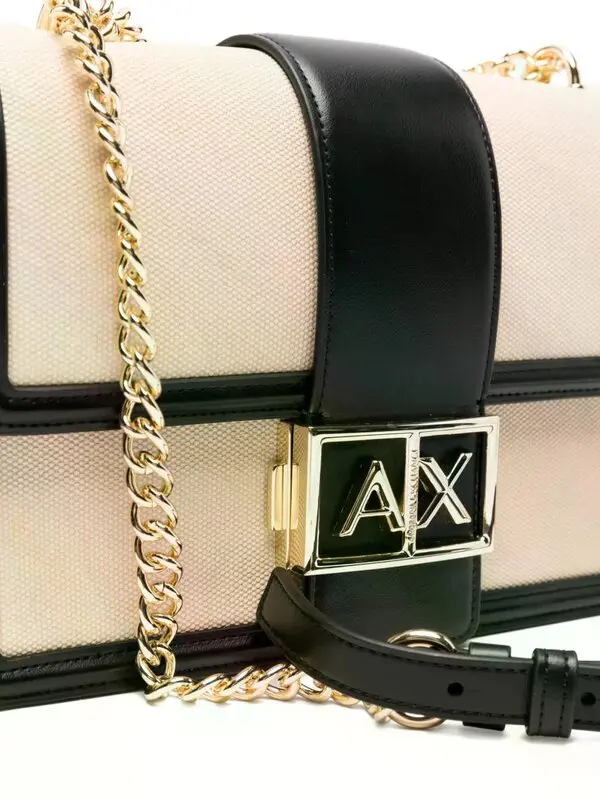 Armani Exchange Paneled Crossbody Bag With Logo Plaque - Neutrals