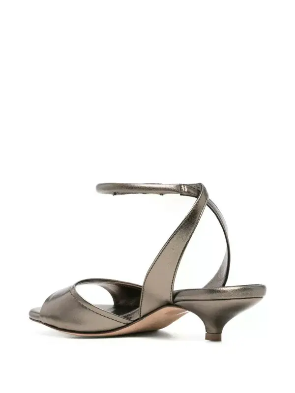 LORENA PAGGI Metallic Leather Kitten Heel Sandals