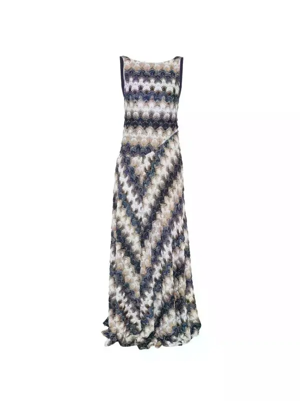 Missoni Maxi Zigzag-pattern Open-back Dress - Neutrals