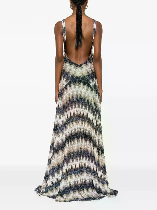 Missoni Zigzag Pattern Open-back Maxi Dress