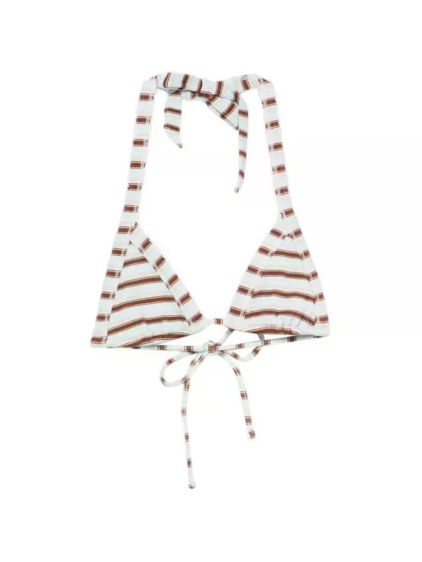 Frankies Bikinis Taite Thermal Striped Bikini Top - Blue
