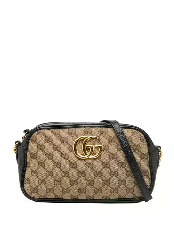 Gucci Gg Marmont Matelassé Gg Canvas And Leather Crossbody Bag - Neutrals