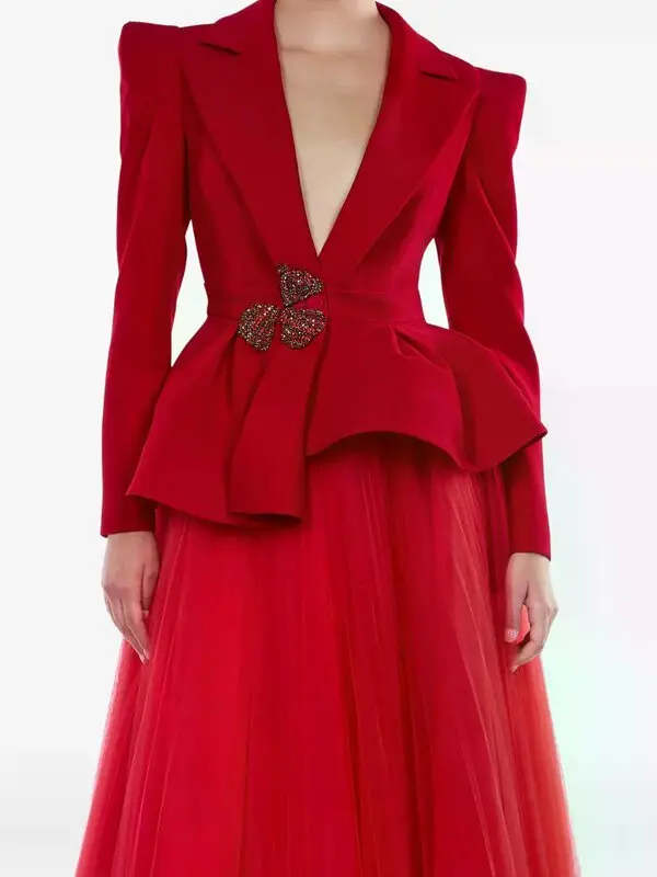ARAFTU Peplum Tulle-panel Dress