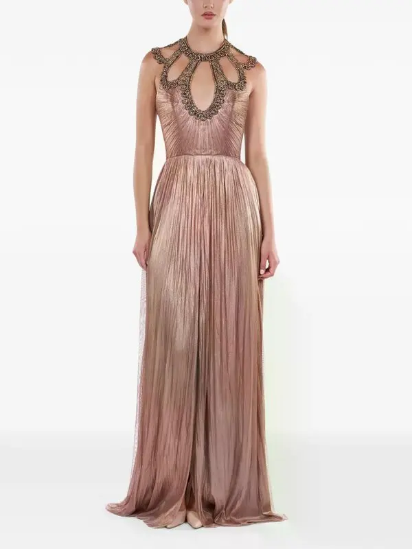 ARAFTU Arafatu Embellished Plissé Gown - Neutrals