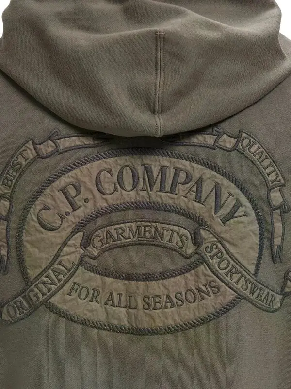 C.P. COMPANY Logo-embroidered Fleece Hoodie