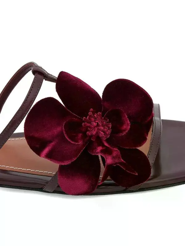 Zimmermann Orchid Slide Floral Appliqué Sandals - Red