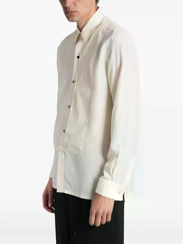 Givenchy Long-sleeve Silk Tuxedo Shirt - Neutrals
