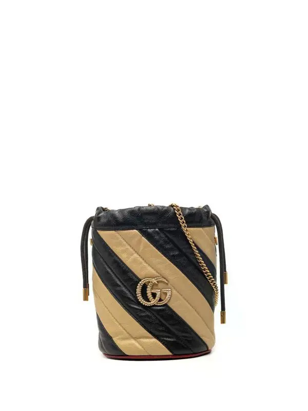 Gucci Mini Gg Marmont Leather Bucket Bag - Neutrals