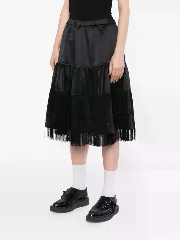 Comme Des Garçons Tiered Fringe Skirt - Black