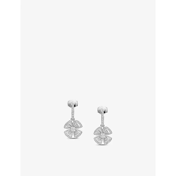 BVLGARI Fiorever 18ct White-gold Diamond Hoop Earrings - Silver
