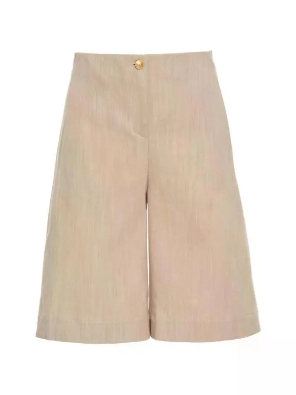 WEILL Beige Denim Texture High-waisted Bermuda Shorts
