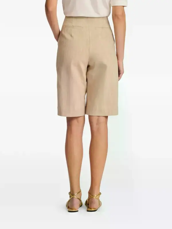 WEILL Beige Denim Texture High-waisted Bermuda Shorts