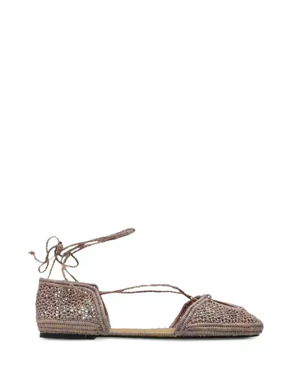 ODISSI Lima Woven Lace-up Flat Pumps - Grey