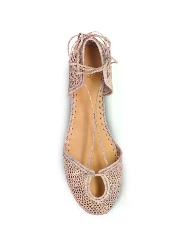 ODISSI Lima Woven Lace-up Flat Pumps - Grey