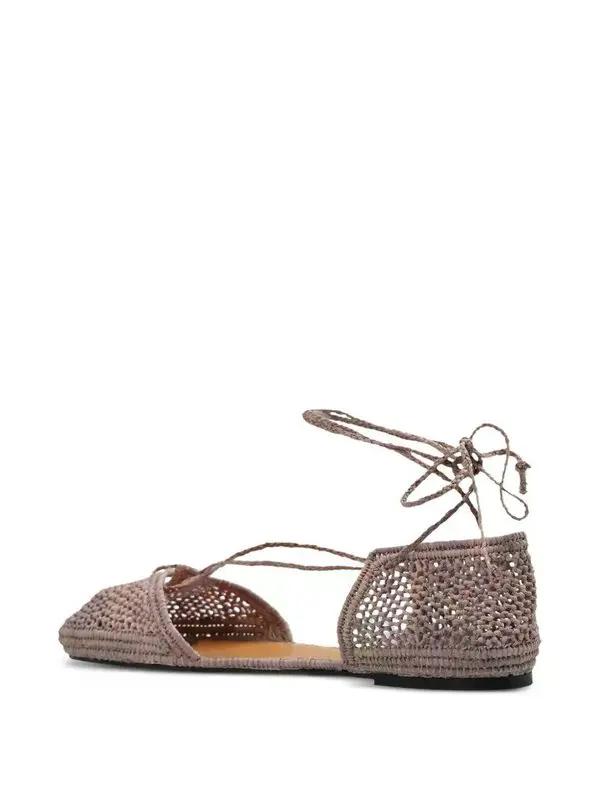ODISSI Lima Woven Lace-up Flat Pumps - Grey