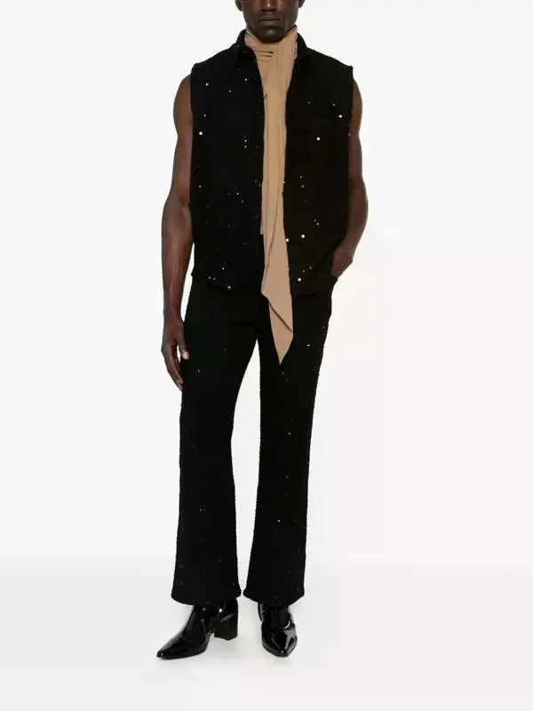 ERNEST W. BAKER Sequin-embellished Bouclé-knit Flare Trousers