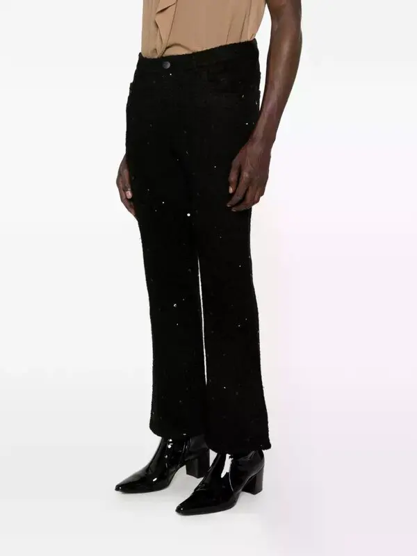 ERNEST W. BAKER Sequin-embellished Bouclé-knit Flare Trousers