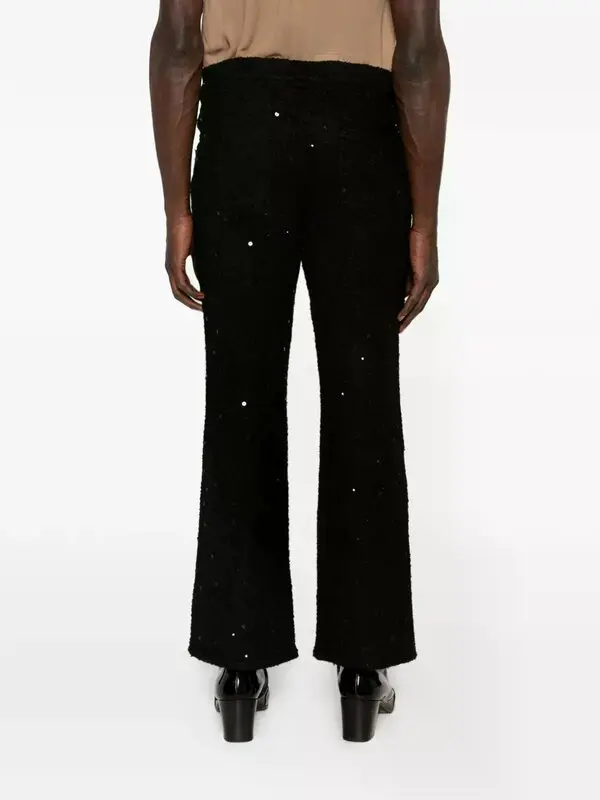 ERNEST W. BAKER Sequin-embellished Bouclé-knit Flare Trousers