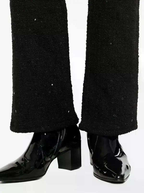 ERNEST W. BAKER Sequin-embellished Bouclé-knit Flare Trousers