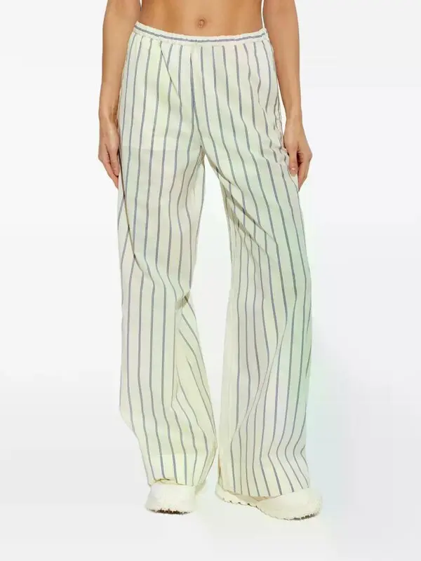 Moncler Striped Cotton And Silk Voile Wide-leg Trousers