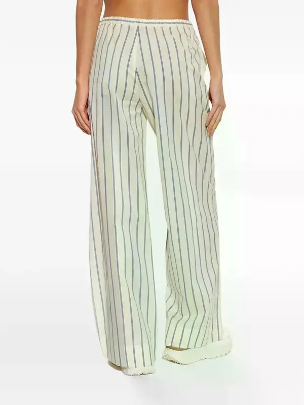 Moncler Striped Cotton And Silk Voile Wide-leg Trousers