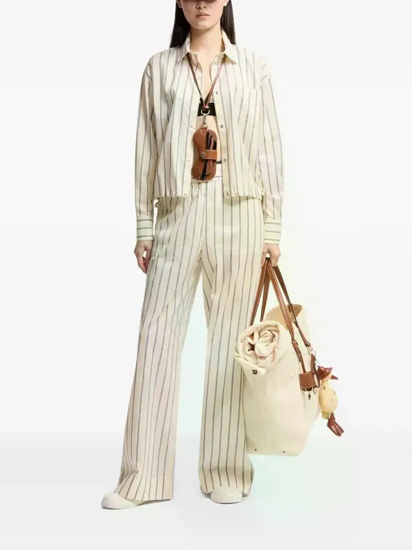 Moncler Striped Cotton And Silk Voile Wide-leg Trousers