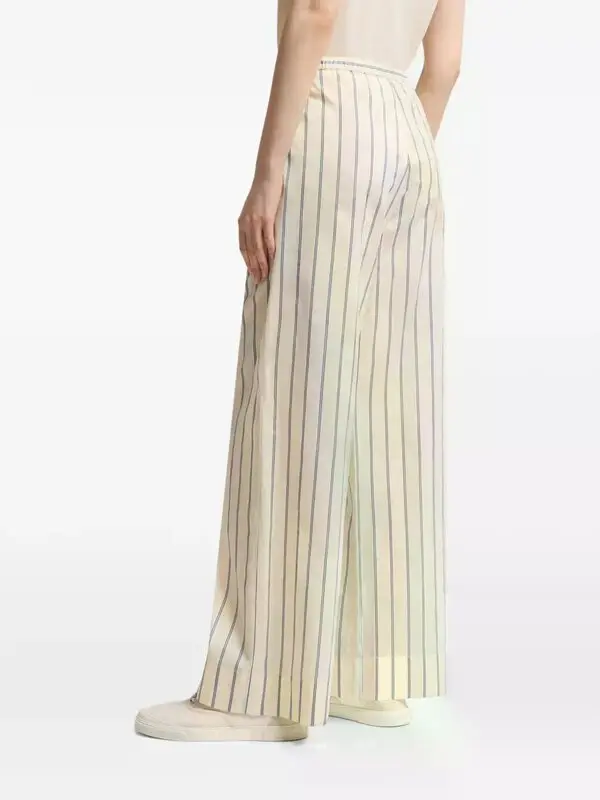 Moncler Striped Cotton And Silk Voile Wide-leg Trousers