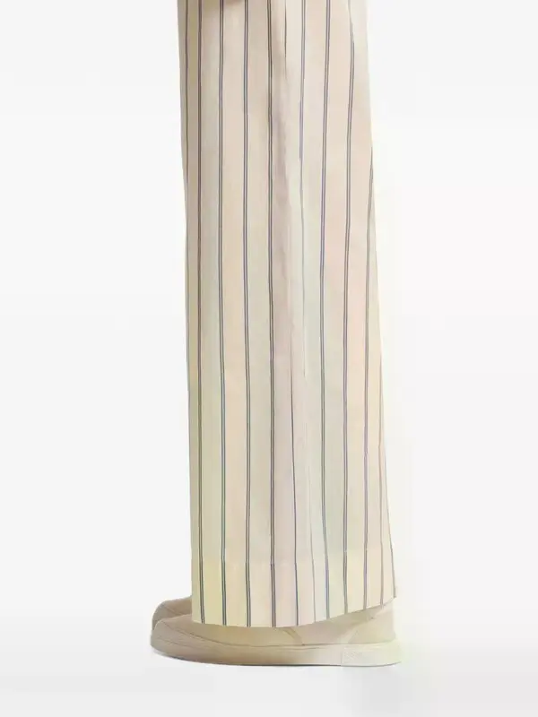Moncler Striped Cotton And Silk Voile Wide-leg Trousers
