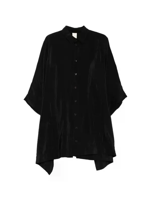 Soh Asymmetric Satin Shirt - Black