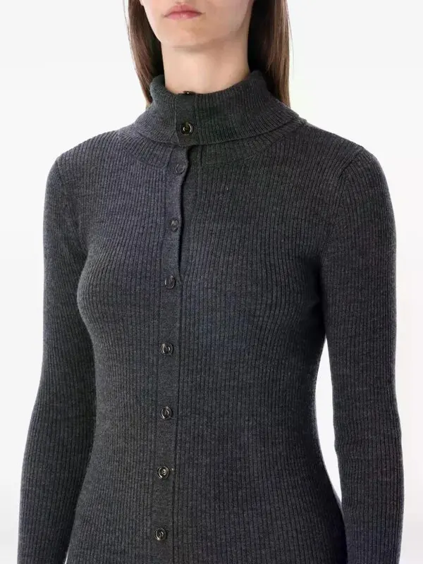 SESSUN Shimalong Ribbed-knit Buttoned Dress