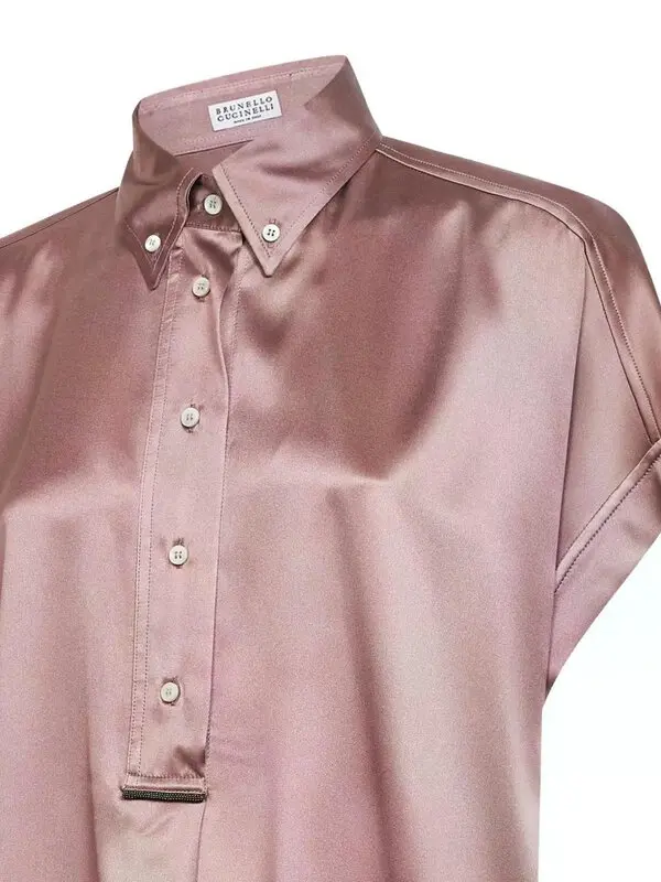 Brunello Cucinelli Satin Finish Kimono Sleeve Shirt - Pink