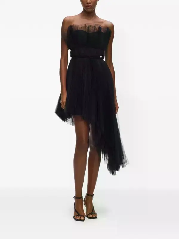 Karl Lagerfeld Tulle Asymmetric Hem Strapless Dress